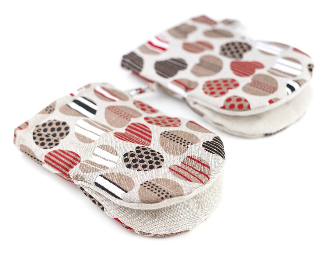 Linen Blend Hearts Oven Mitt: Handmade Kitchen Pot Holder - Etsy