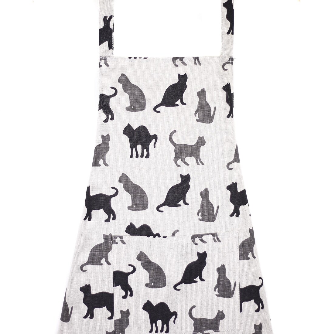 Linen Cats Apron, Black&grey Natural Linen Apron, Gift Idea for Cat ...