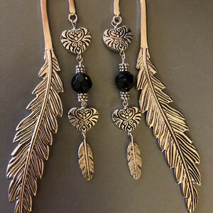 Silver Heart Feather Bookmark, Faceted Beaded Bookmark, Silver Filigree ...
