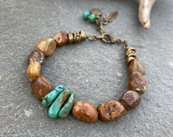 Genuine Turquoise Western Bracelet Brown Turquoise Western - Etsy