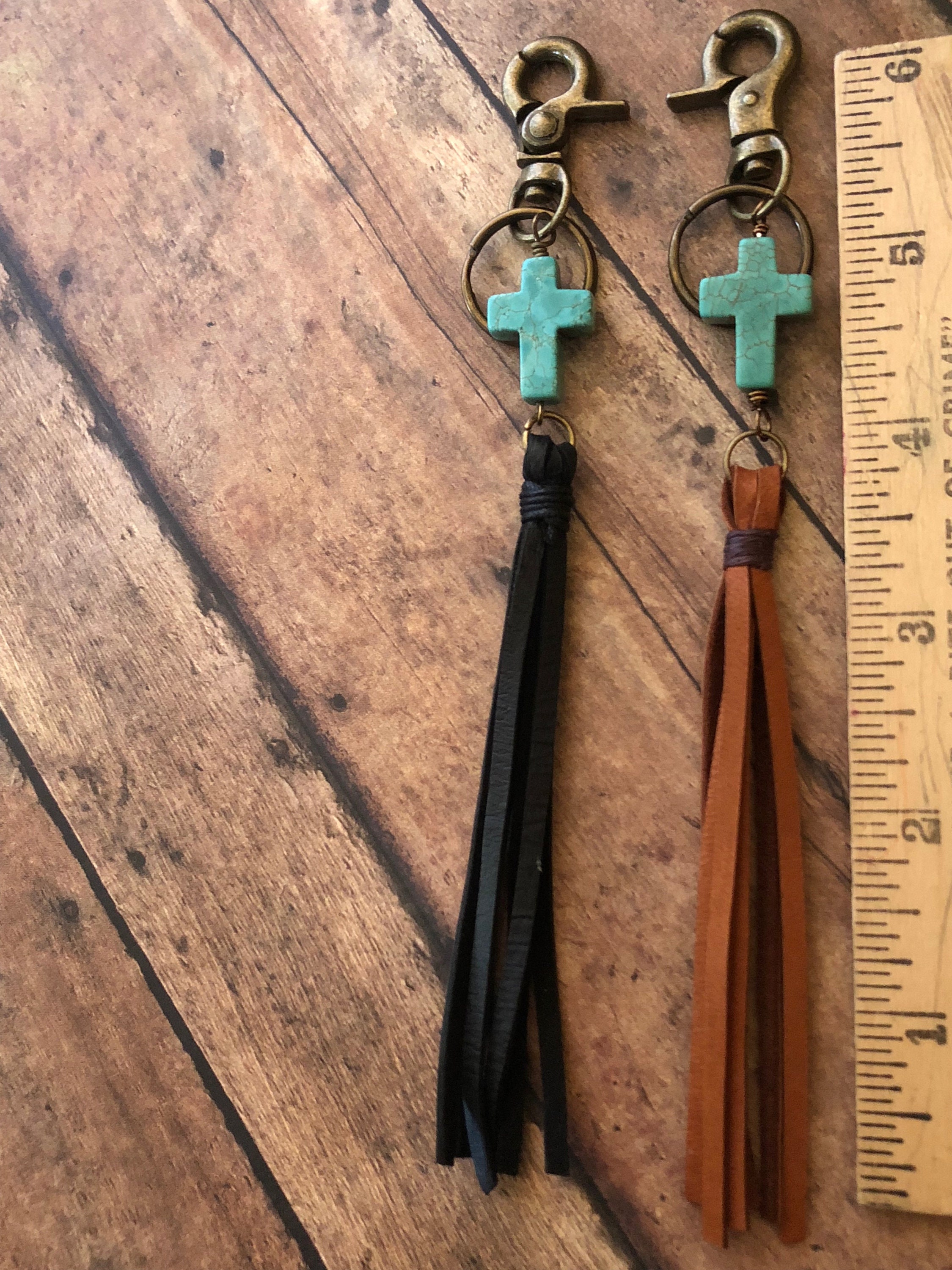 Cross Keychain Turquoise Cross Tassel Keychain Western Purse - Etsy