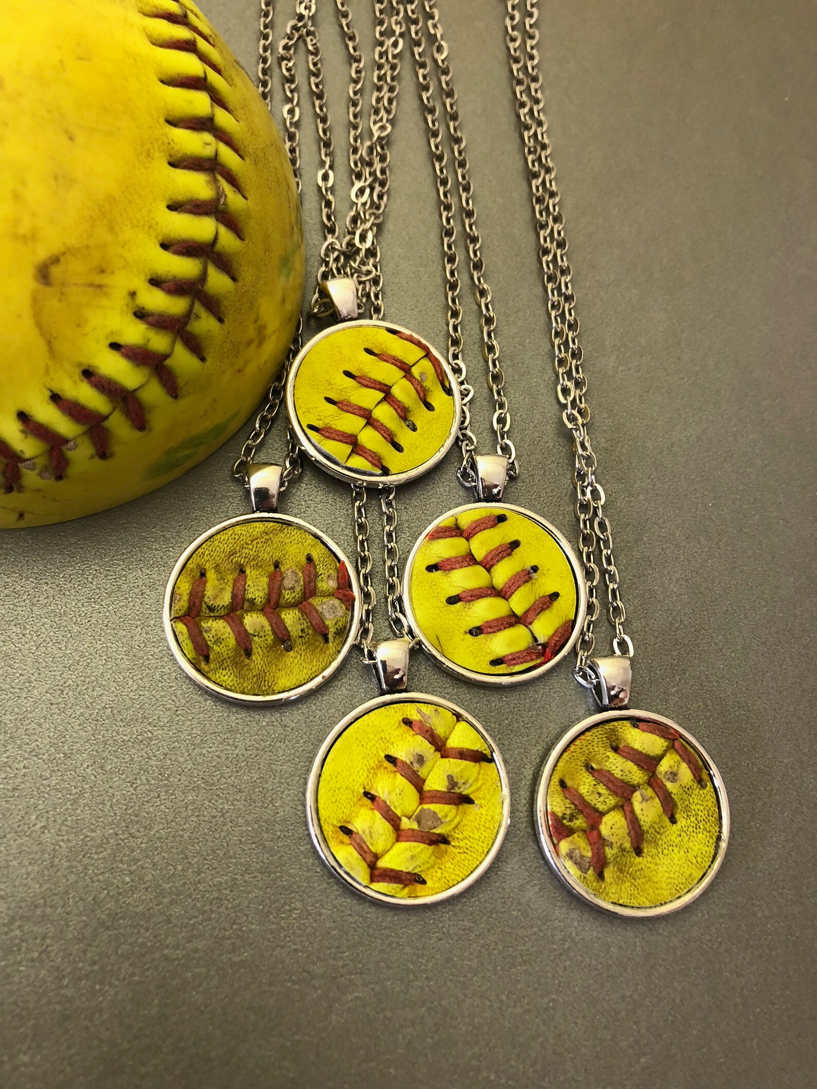 Used Softball Leather Pendant Necklace Softball Keychain - Etsy