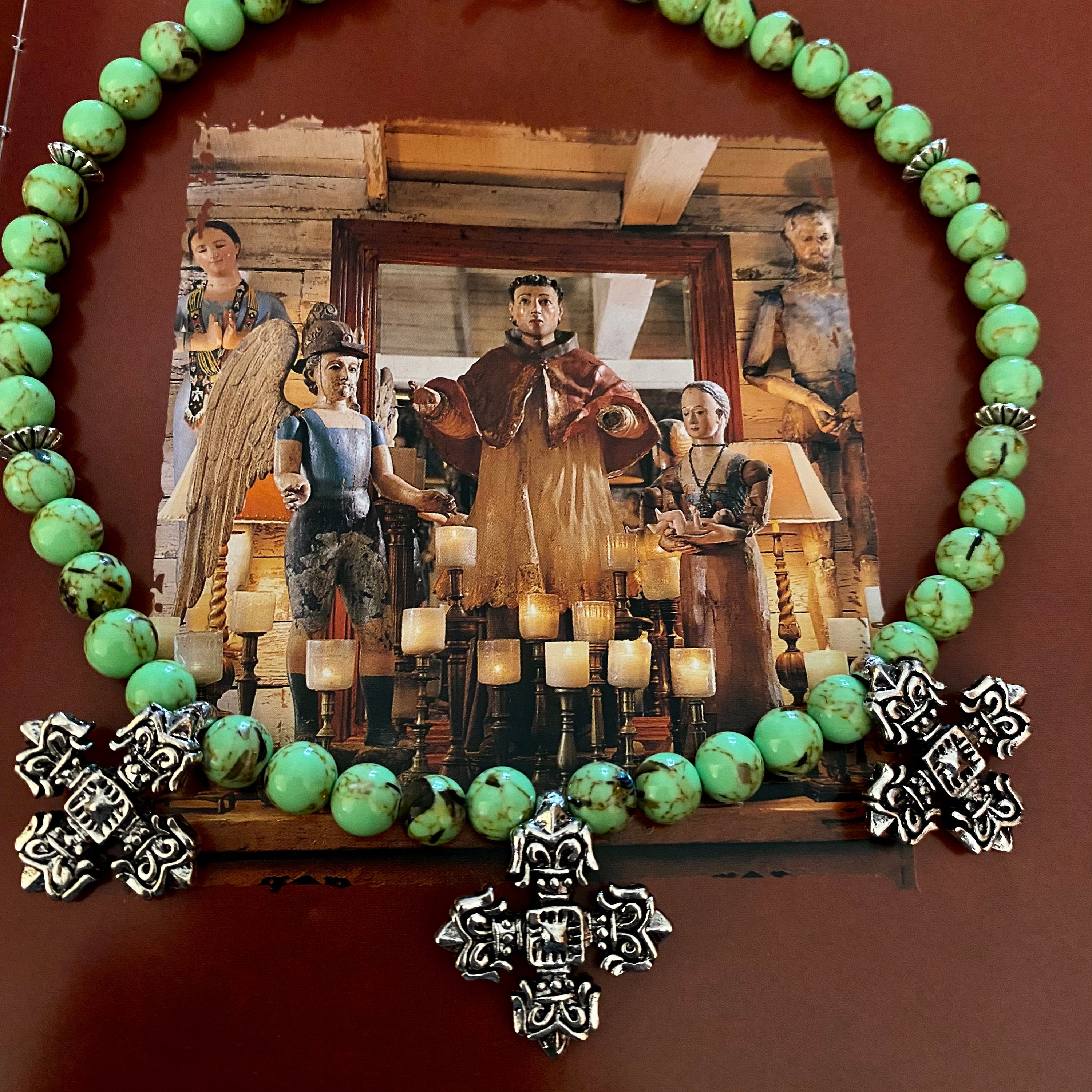 Multiple Cross Necklace Lime Green Necklace Choker Mother - Etsy