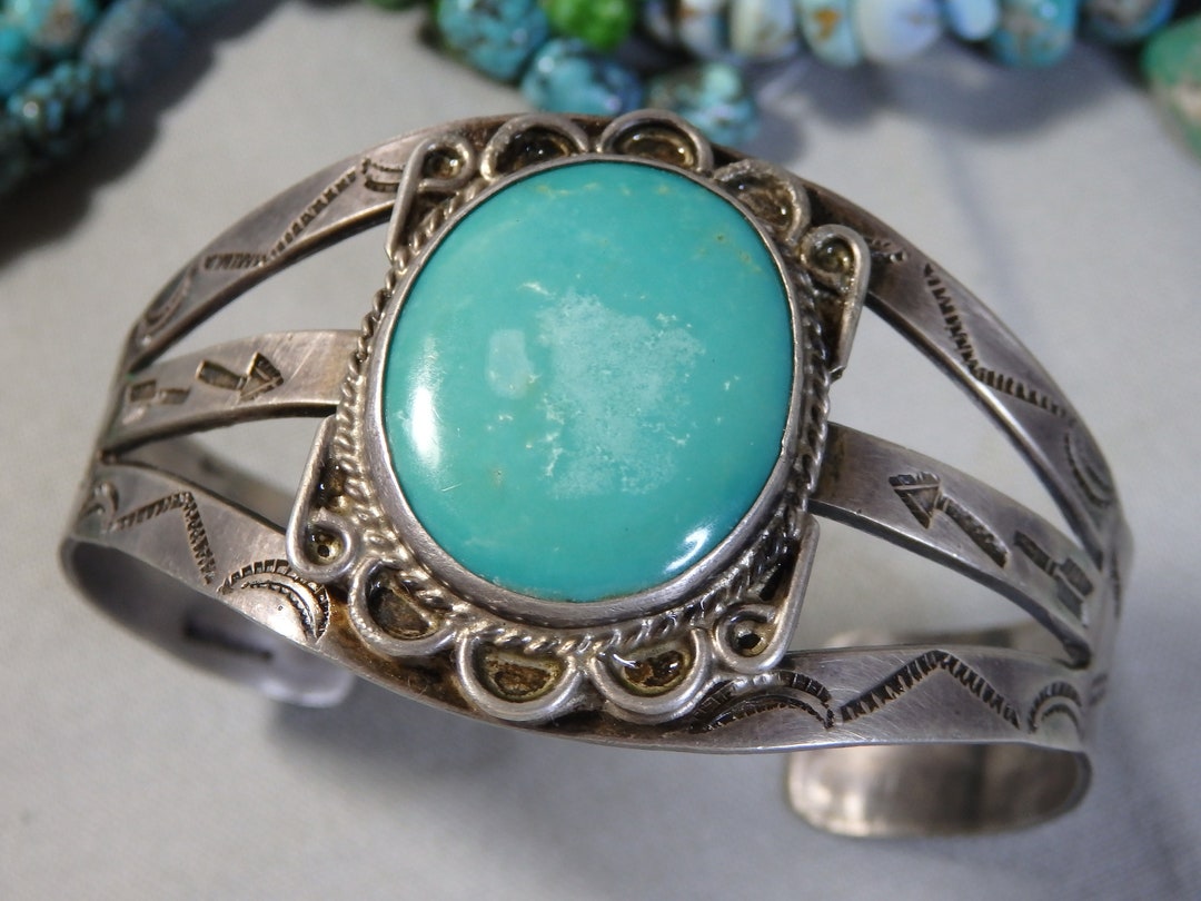 Fred Harvey Era NAVAJO Natural FOX Mine TURQUOISE Stamped - Etsy