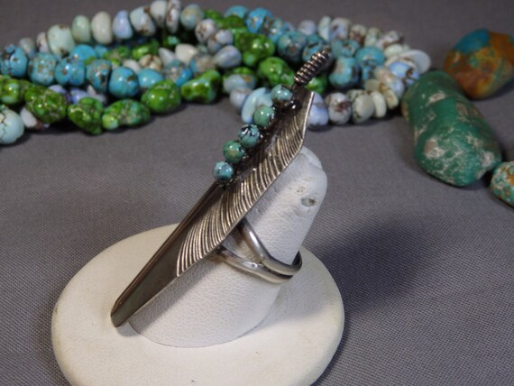 NAVAJO Byron Begay Webbed TURQUOISE Solid Sterling Si… - Gem