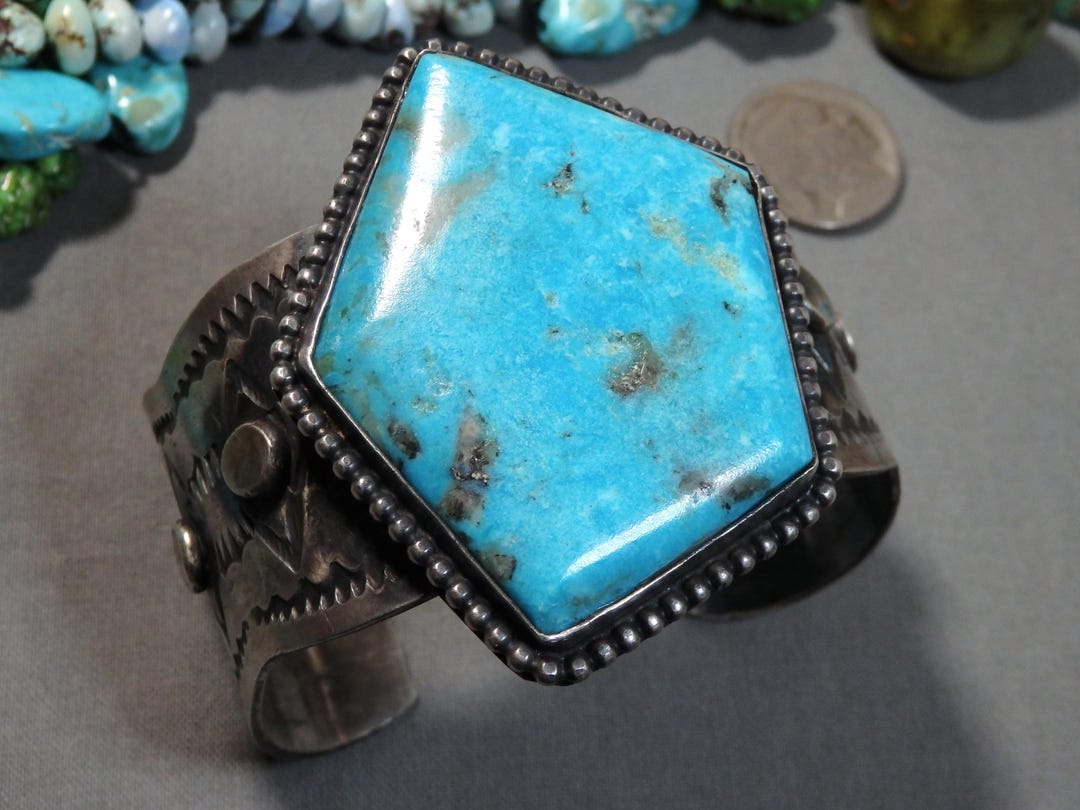 106g NAVAJO Chimney Butte Arizona KINGMAN TURQUOISE Sterling Silver ...