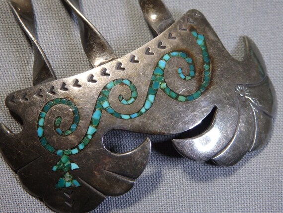 NAVAJO Gibson Gene TURQUOISE inlay STERLING Silver 4… - Gem