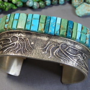 NAVAJO Rose Chee USA Mined TURQUOISE Sampler, Tufa Cast Sterling Silver ...