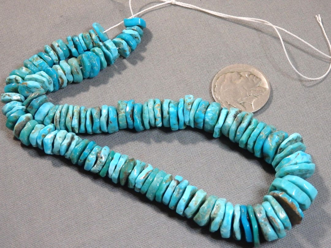 Arizona CASTLE DOME TURQUOISE 6-14mm Disc Beads 12 Strand 228cts Old ...