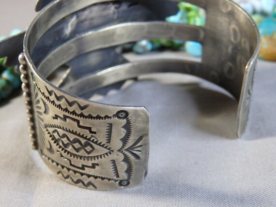 NAVAJO Dean Sandoval PILOT MOUNTAIN Turquoise Stamped… - Gem