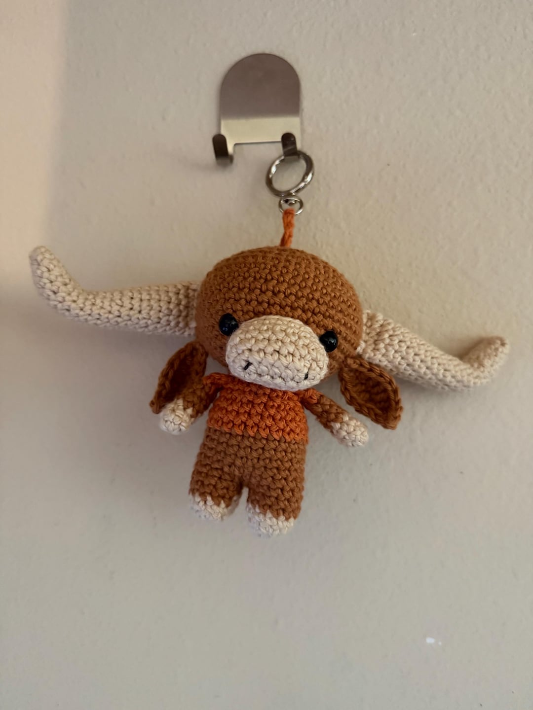 Handmade Crocheted Longhorn Keychain - Texas University Bevo Inspired ...