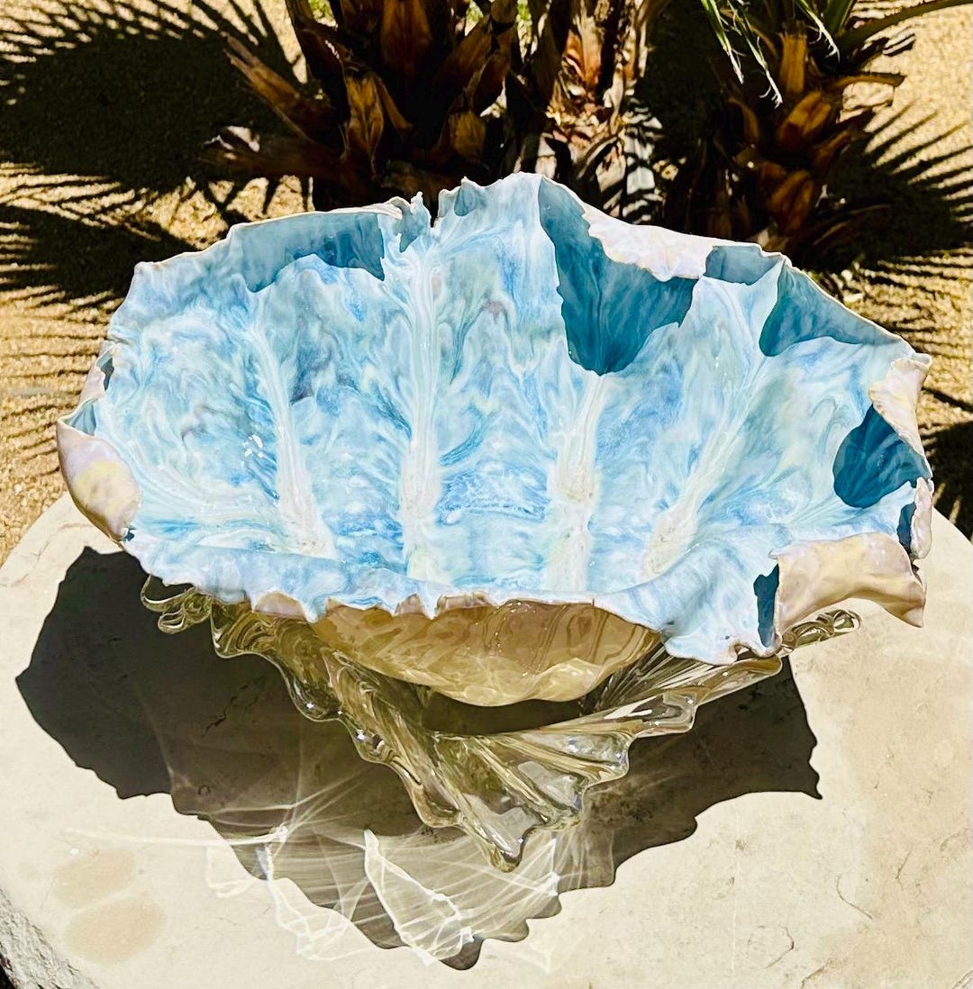 Ceramic Large Seashell Sculpture, Beautifully Glazed to Look Like the ...