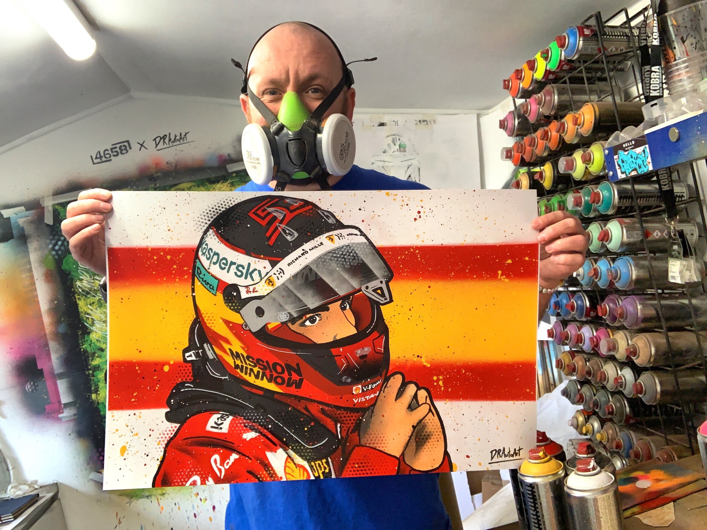 Carlos Sainz Jr, Ferrari Graffiti Painting - Etsy
