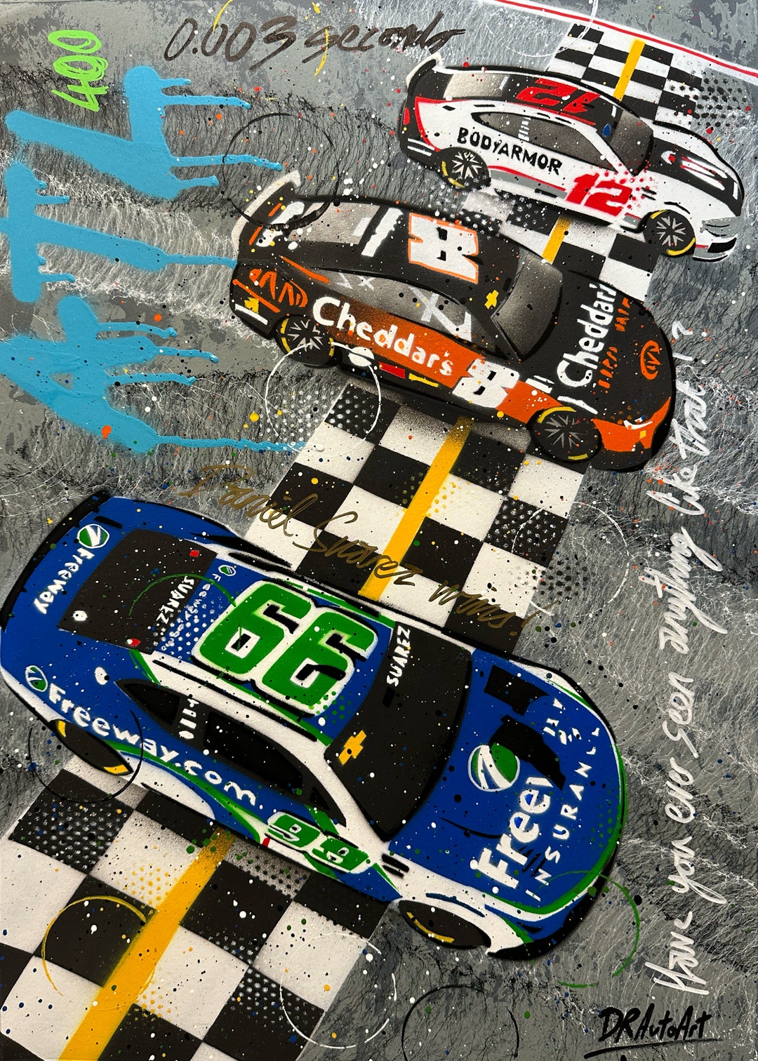 Daniel Suarez, Atlanta 400 Photo Finish NASCAR Graffiti Painting - Etsy
