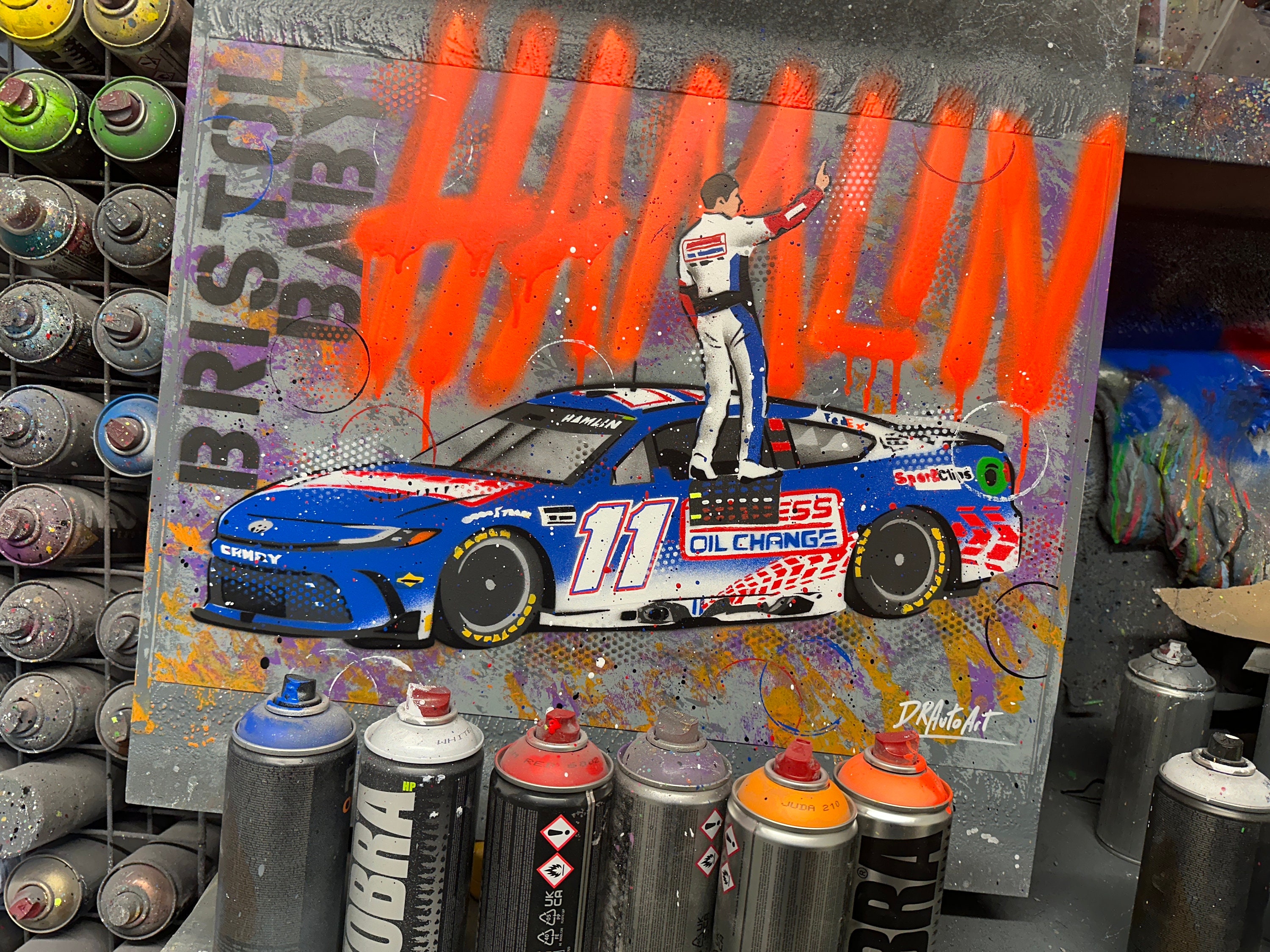Denny Hamlin, Bristol 500 NASCAR Graffiti Painting - Etsy