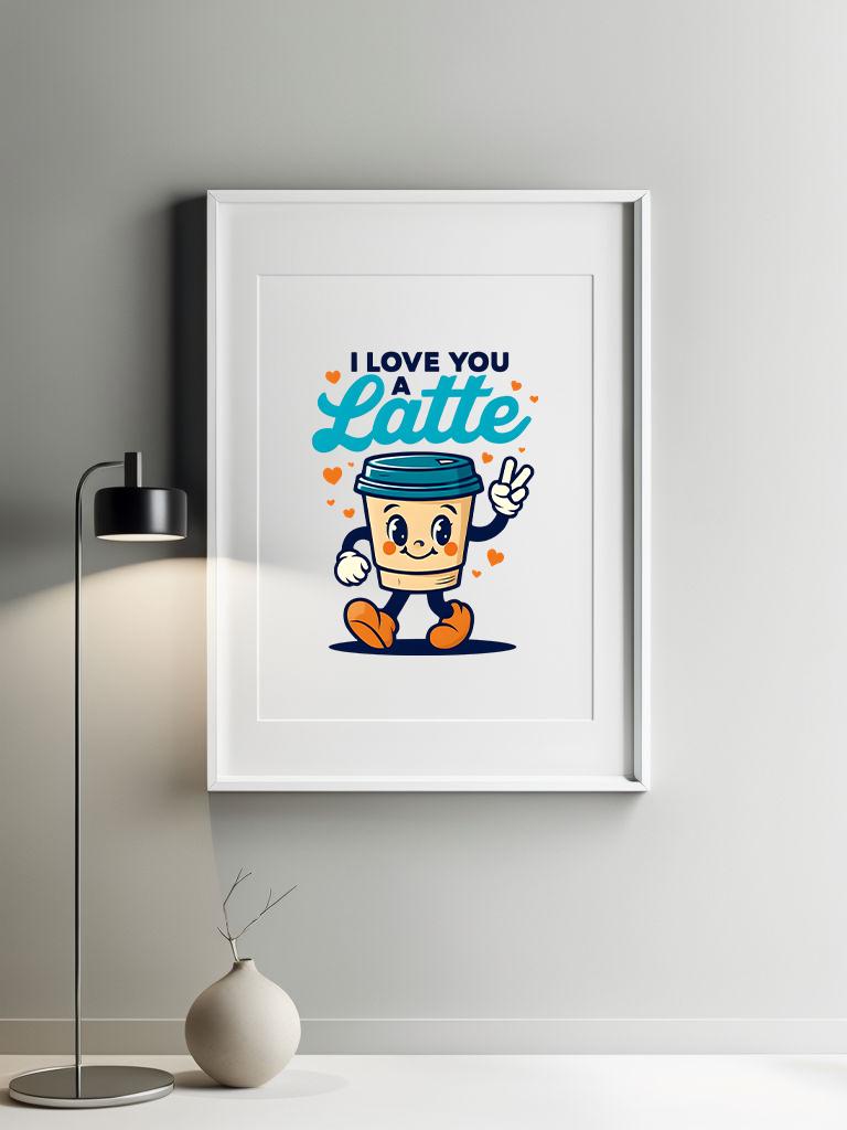 I Love You a Latte Digital Download – Cute Retro Coffee Cup PNG ...
