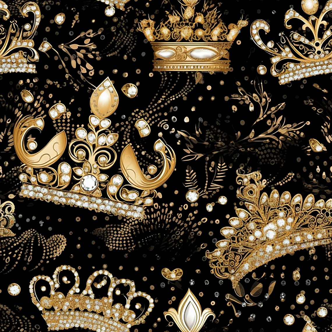 Crown Pattern Set of 2, Paper Seamless Download, Paper Craft INSTANT ...