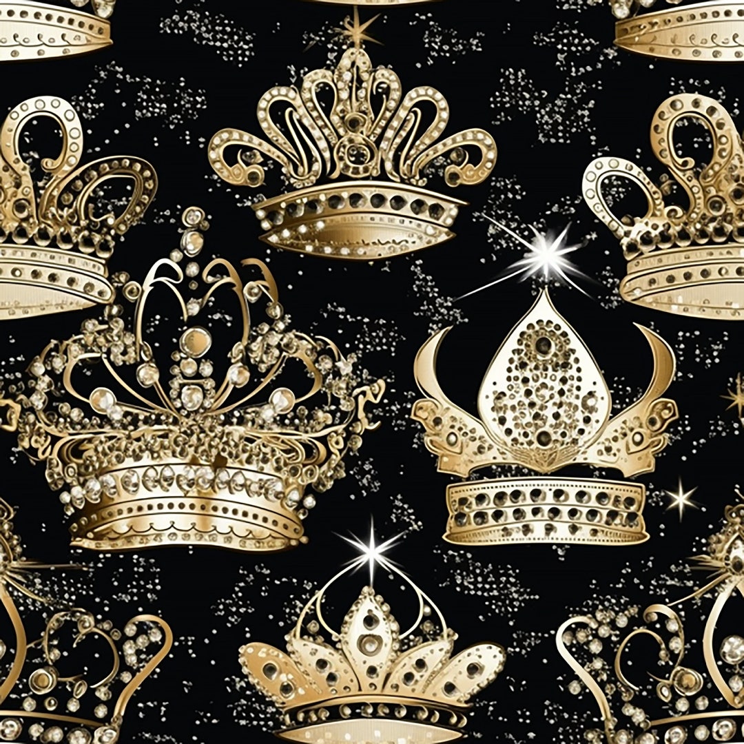 Crown Pattern Set of 2, Paper Seamless Download, Paper Craft INSTANT ...