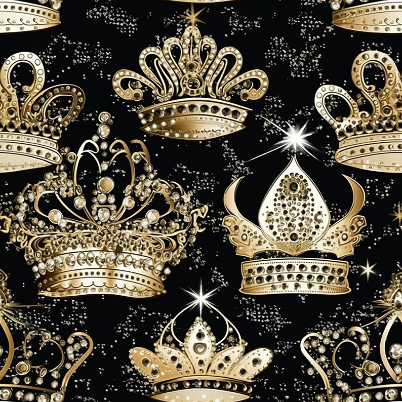 Crown Pattern Set of 2, Paper Seamless Download, Paper Craft INSTANT ...