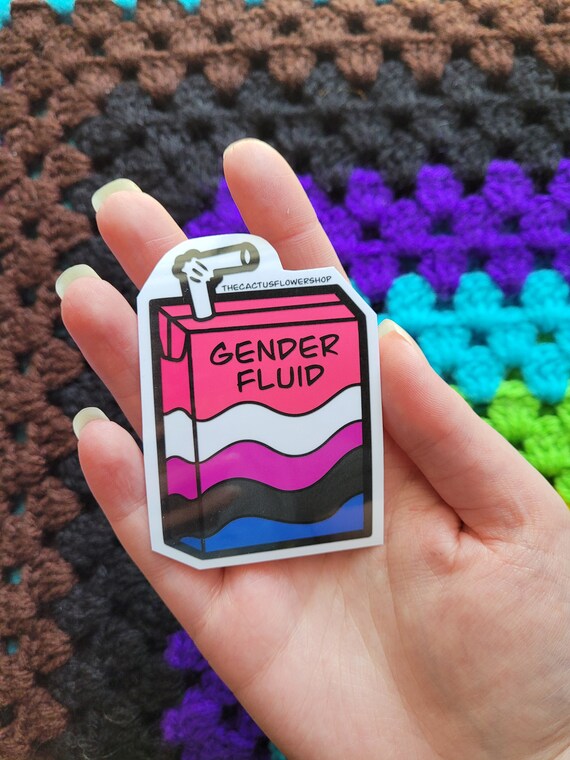 Gender Fluid Juice Box Sticker | Etsy