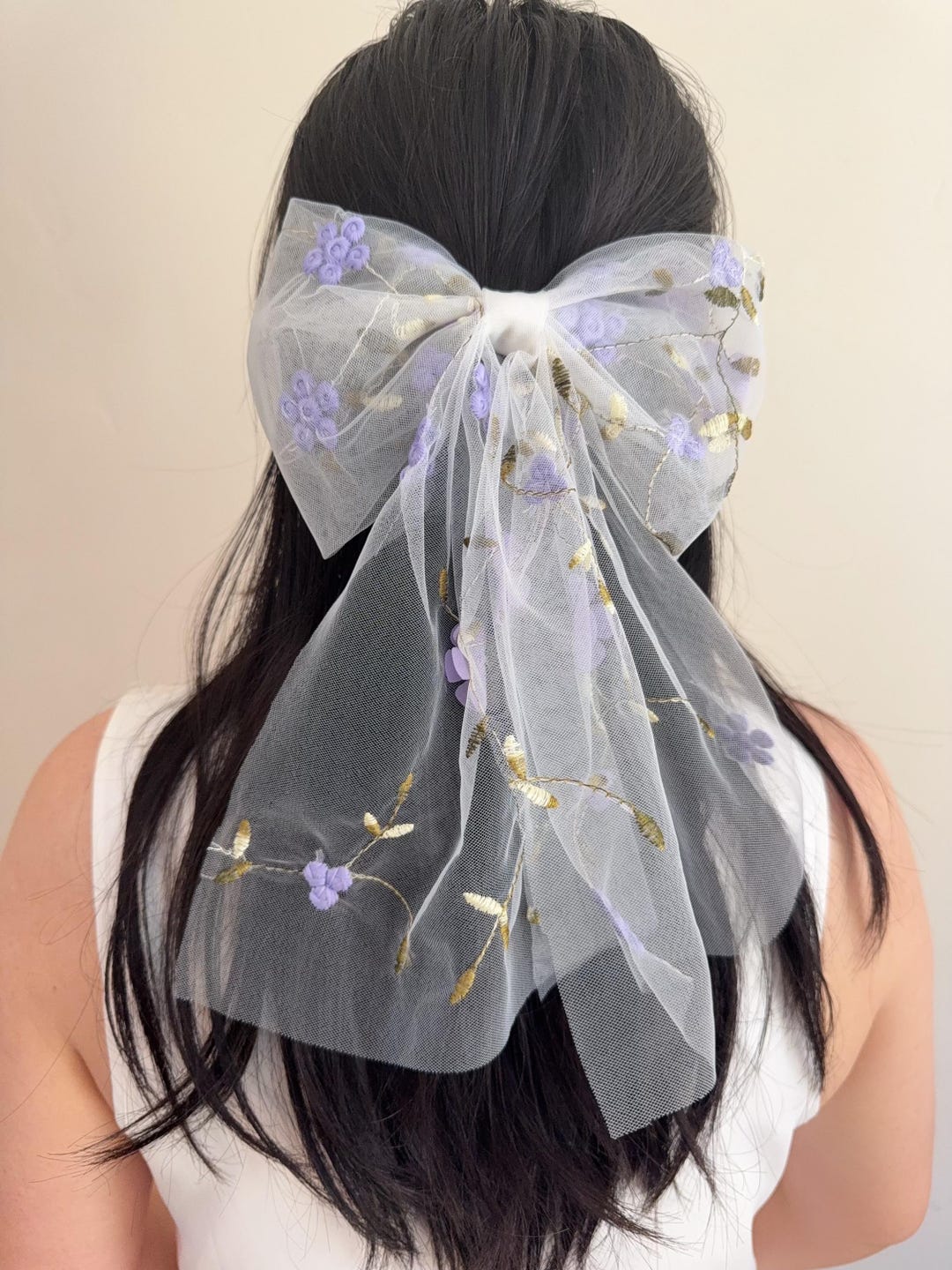Mini Botanical Hair Bow Alternative Unique Glower Girls Embroidered ...