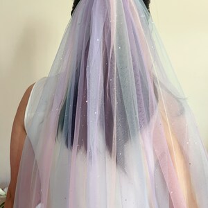 Rainbow Pride Colorful Veil, Sparkle Glitter Veil Unique Wedding Bridal ...