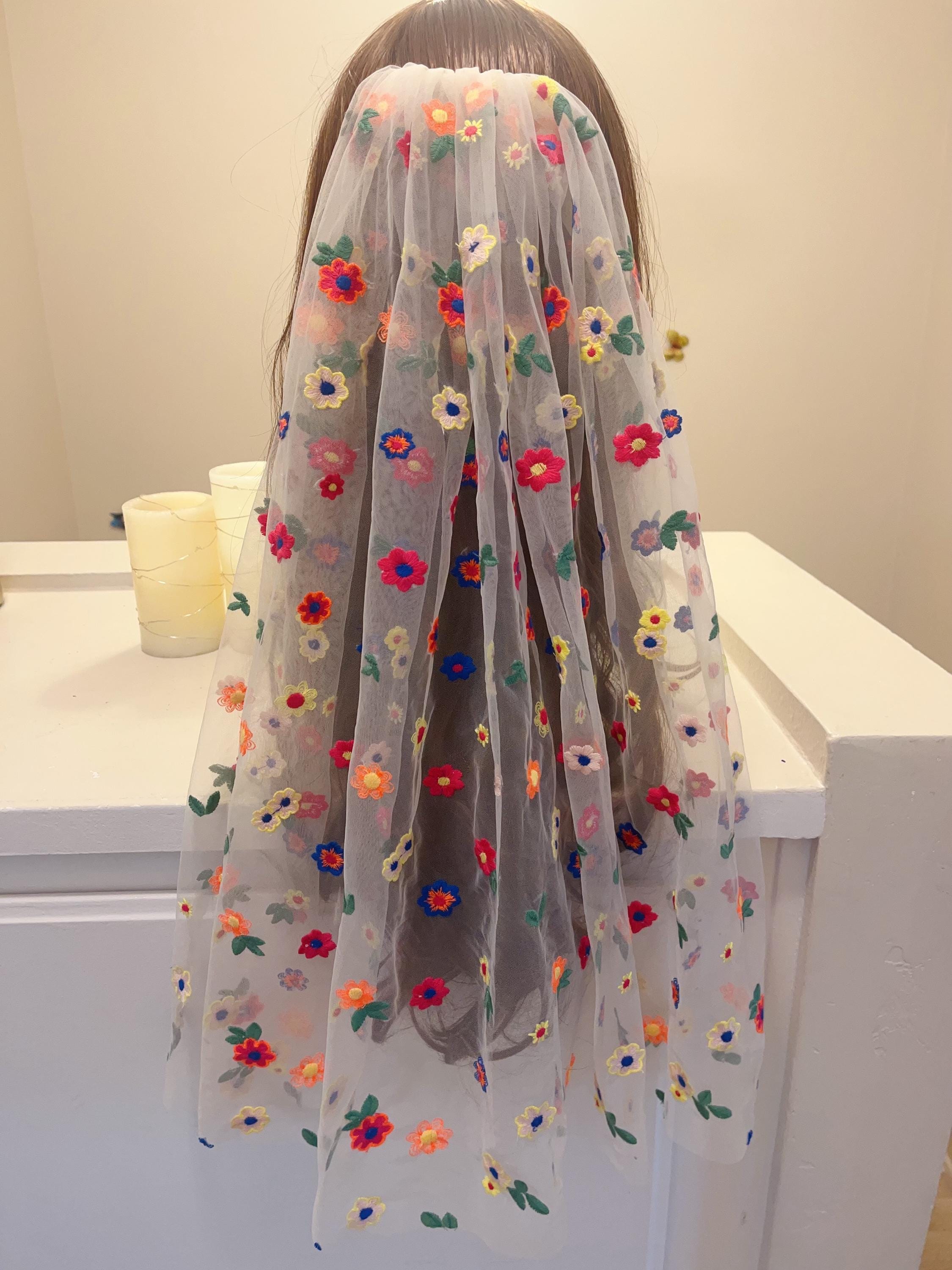 Wildflower Veil, Embroidered Flower Veil Floral Wedding Veil Unique ...