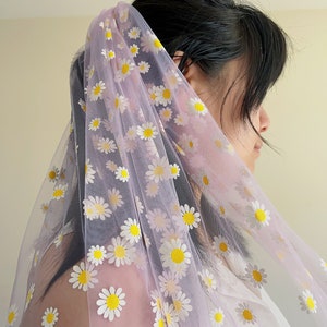 SUNFLOWER & DAISY: Bridal Veil Floral Bridal Veil, Colorful, Summer ...