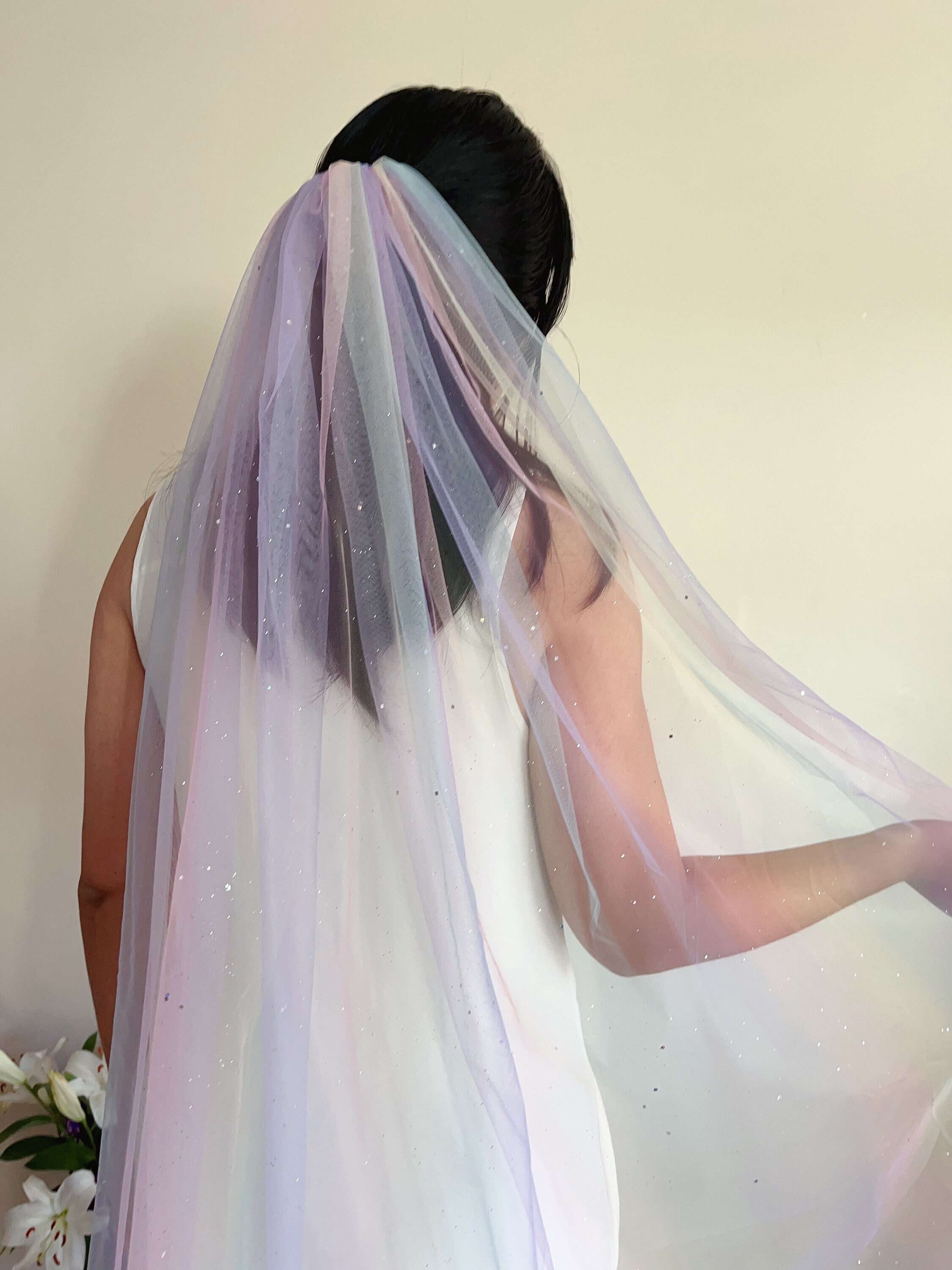 Rainbow Pride Colorful Veil, Sparkle Glitter Veil Unique Wedding Bridal ...