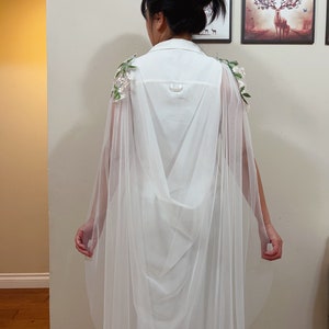 Tulle Bridal Drape Cape, Daisy Leaf Appliqué Cape, Bridal Cape, Drape ...