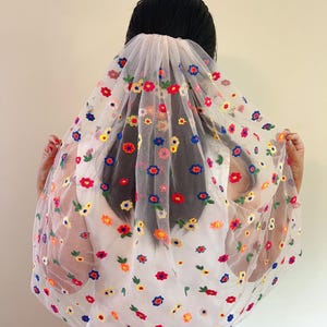 Wildflower Veil, Embroidered Flower Veil Floral Wedding Veil Unique ...