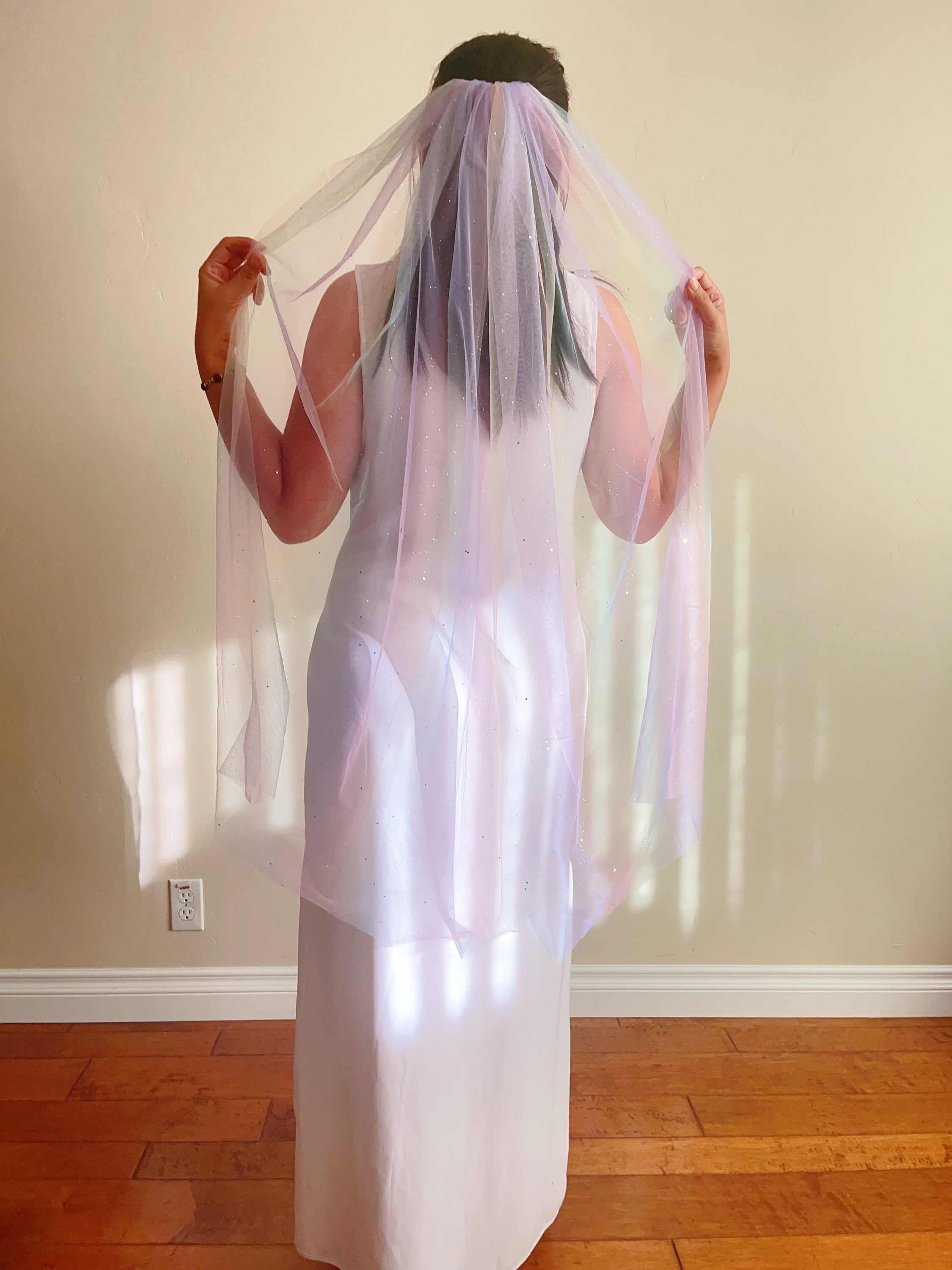 Rainbow Pride Colorful Veil, Sparkle Glitter Veil Unique Wedding Bridal ...