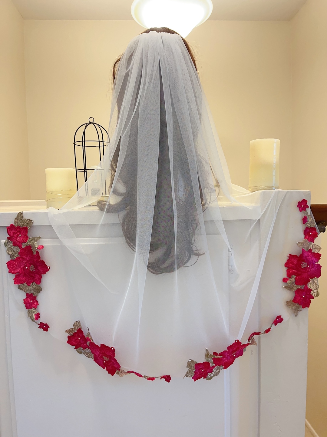 Embroidered Flower Veil Floral White Wedding Veil Bridal Veil With ...