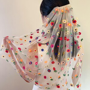 Wildflower Veil, Embroidered Flower Veil Floral Wedding Veil Unique ...