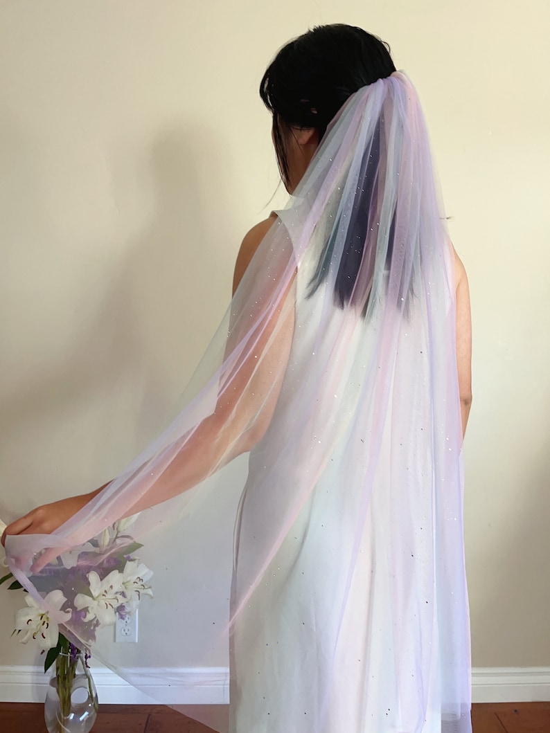 Rainbow Pride Colorful Veil, Sparkle Glitter Veil Unique Wedding Bridal ...
