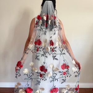 Rose Flower Veil Embroidered Flower Veil Floral White Wedding Veil ...