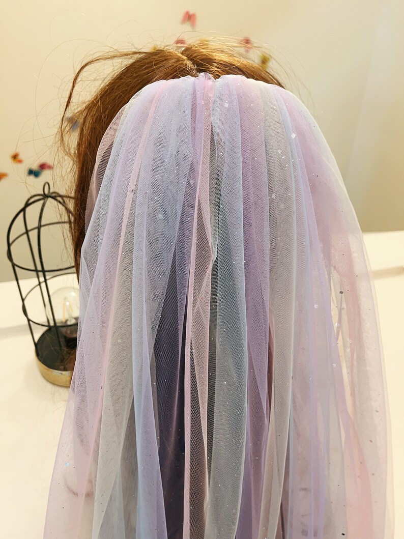 Rainbow Pride Colorful Veil, Sparkle Glitter Veil Unique Wedding Bridal ...