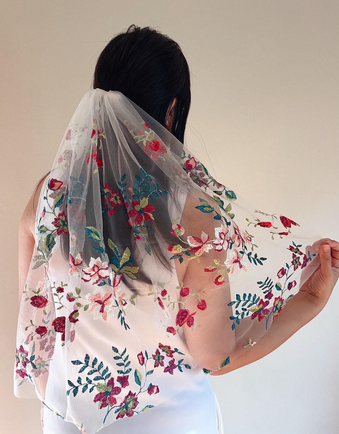 Wildflower Veil, Embroidered Flower Veil Floral Wedding Veil Unique ...