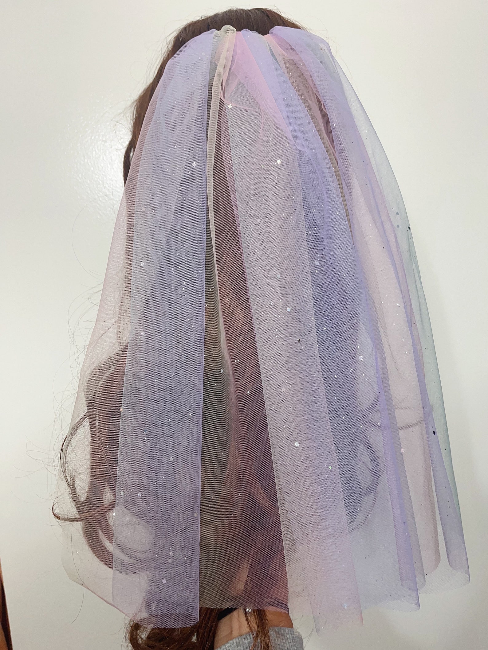 Rainbow Pride Colorful Veil, Sparkle Glitter Veil Unique Wedding Bridal ...