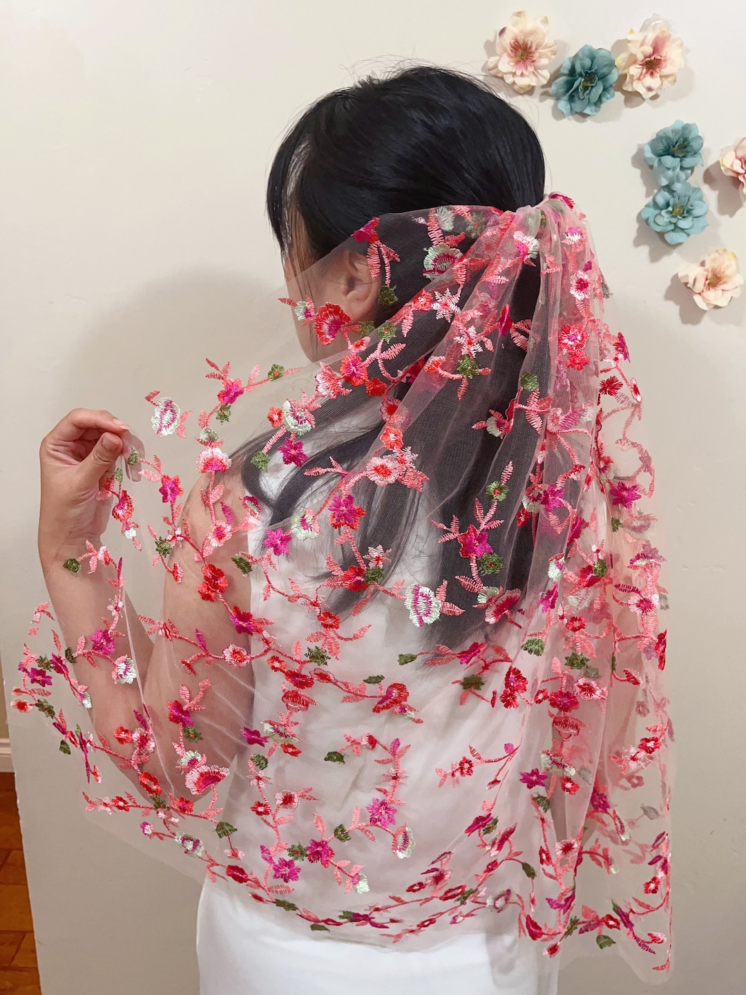Wildflower Veil, Embroidered Flower Veil Floral Wedding Veil Unique ...