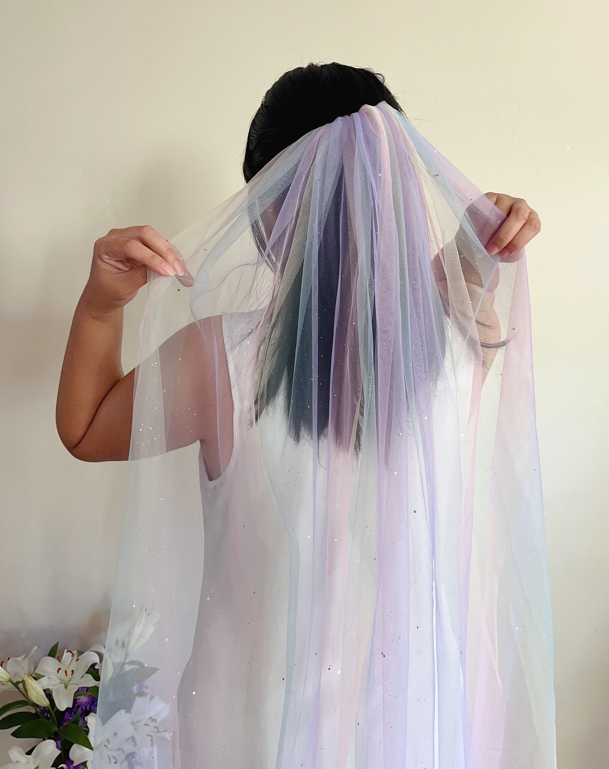 Rainbow Pride Colorful Veil, Sparkle Glitter Veil Unique Wedding Bridal ...