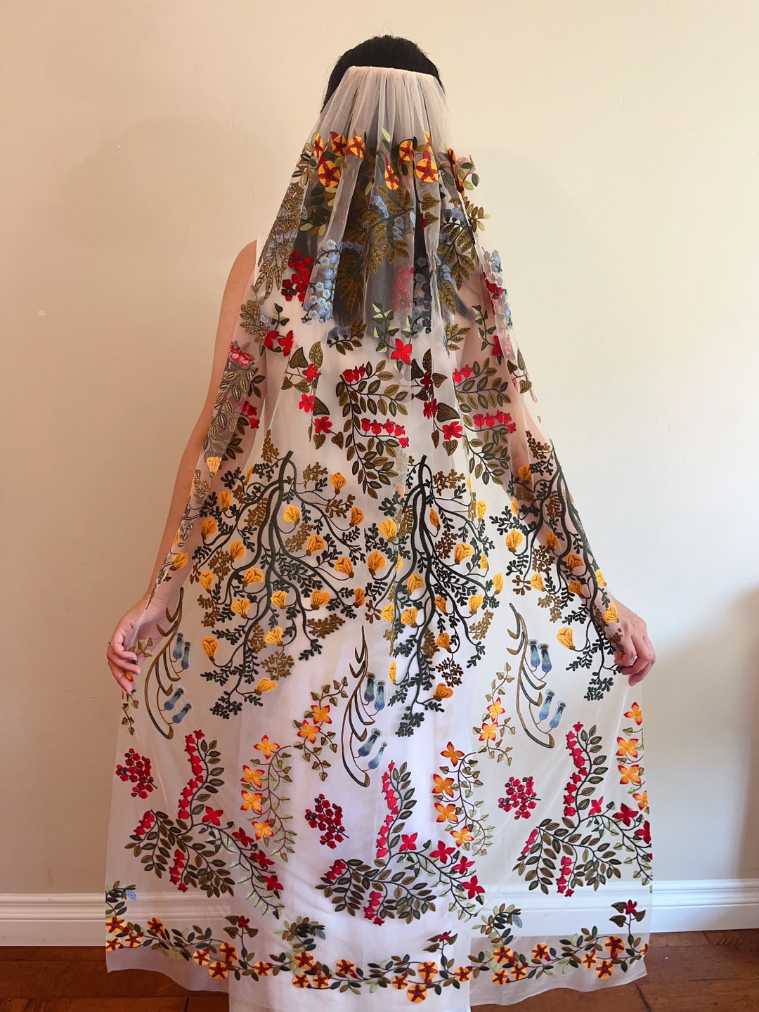 Water Lily Flower Veil, Embroidered Flower Veil Floral Garden Wedding ...