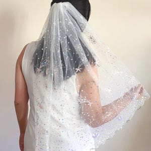 Beach Wedding Veil Sea Shell Veil With Starfish Wedding Sequins Veil ...