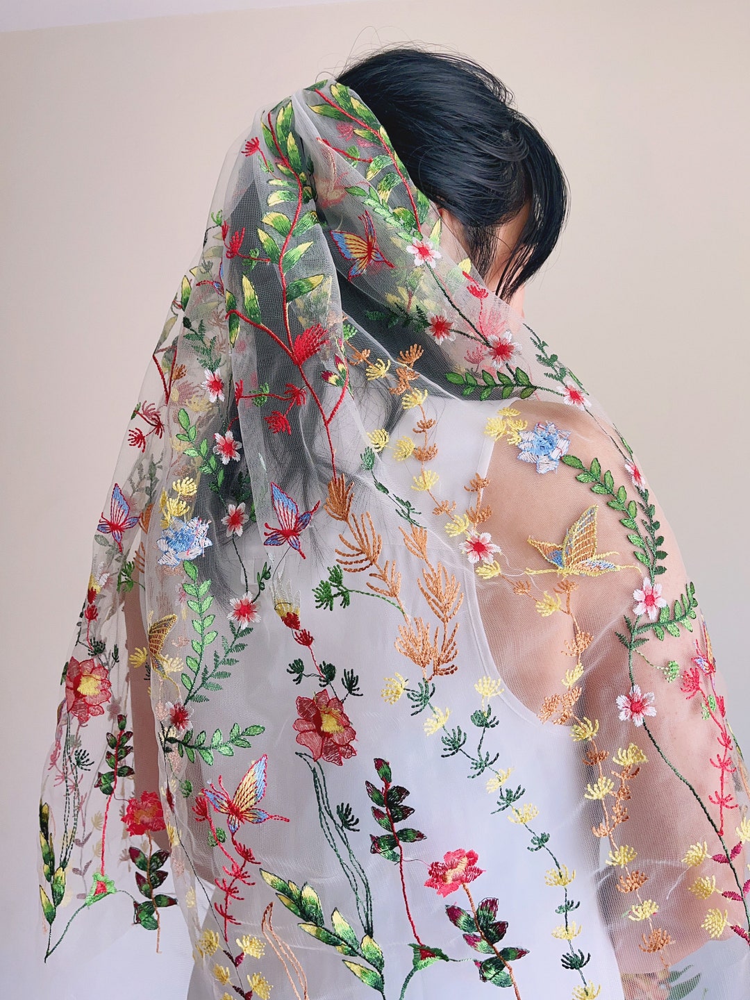 Wildflower Veil, Embroidered Flower Veil Floral Wedding Veil Unique ...