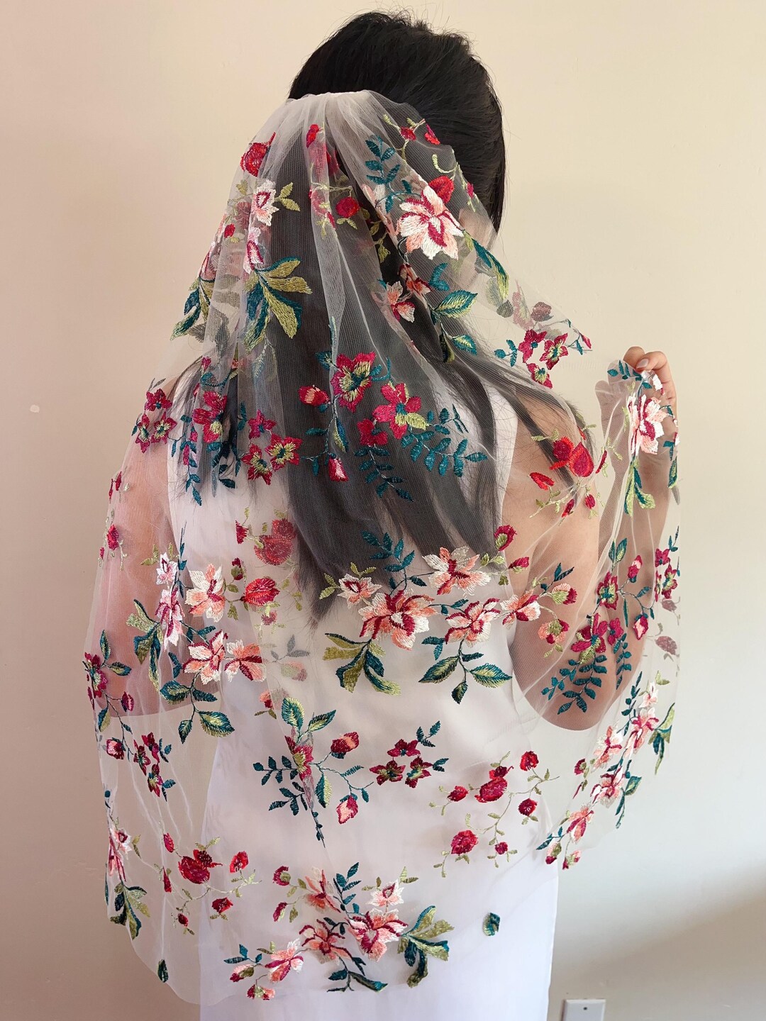 Wildflower Veil, Embroidered Flower Veil Floral Wedding Veil Unique ...