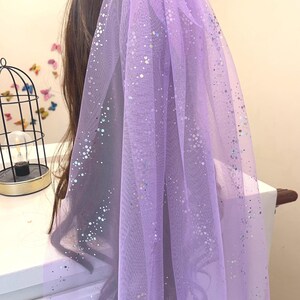 Shining Purple Confetti Veil, Shining Dots Wedding Veil, Unique Bridal ...
