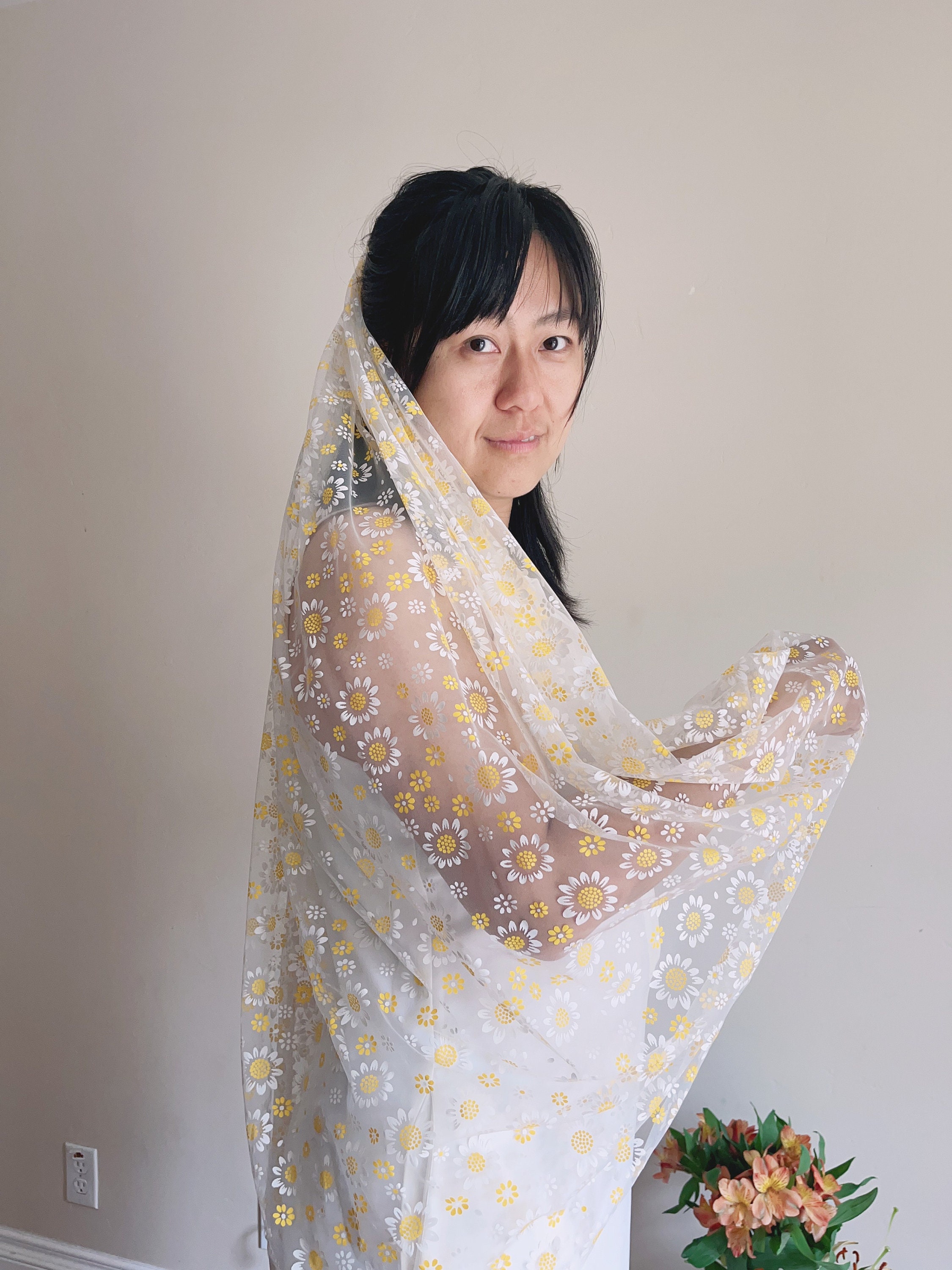 SUNFLOWER & DAISY: Bridal Veil Floral Bridal Veil, Colorful, Summer ...