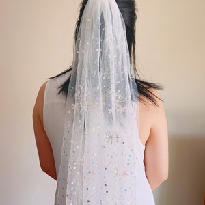 Beach Wedding Veil Sea Shell Veil With Starfish Wedding Sequins Veil ...