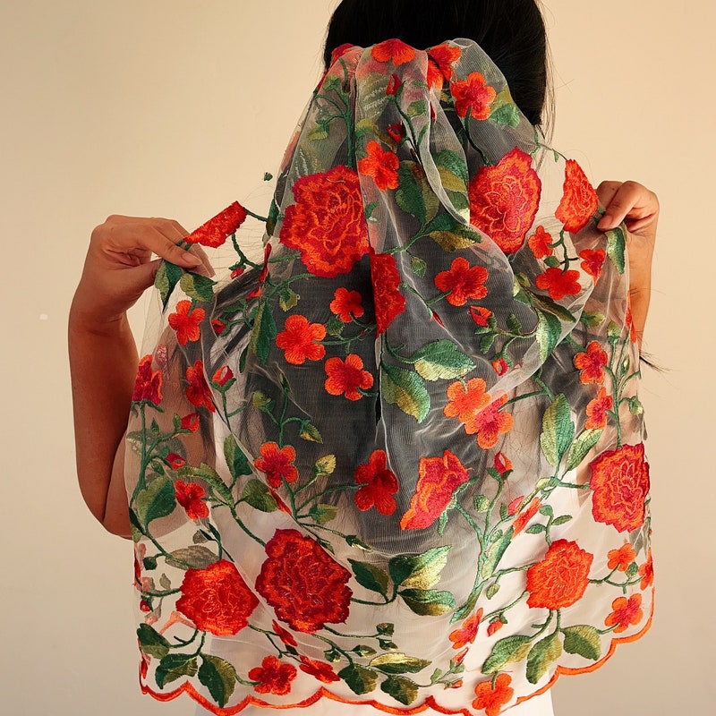 Floral Embroidered Veil - Etsy
