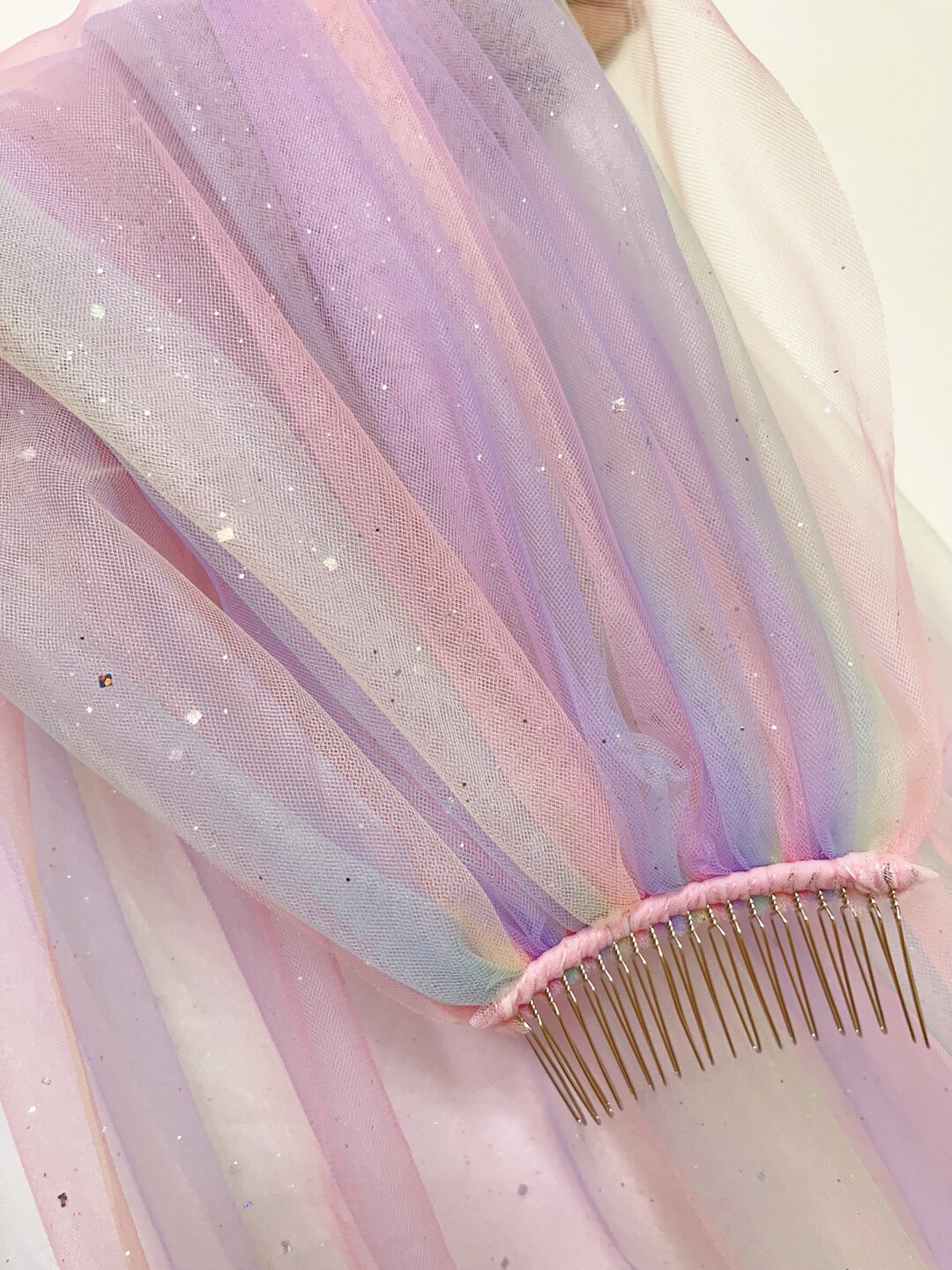 Rainbow Pride Colorful Veil, Sparkle Glitter Veil Unique Wedding Bridal ...